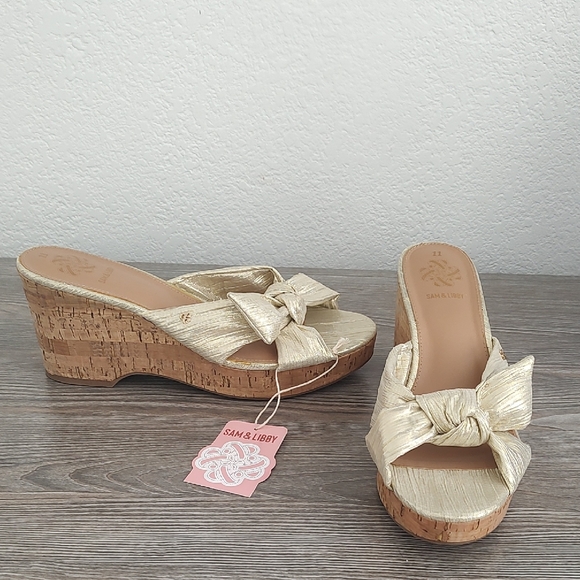Sam & Libby | Shoes | New Sam And Libby Claudi Gold Metallic Lame Slip ...